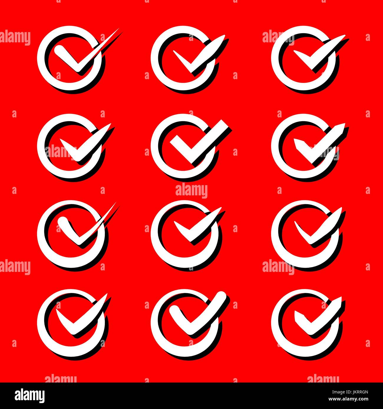 Set of nine different grey and white vector check marks or ticks in ...