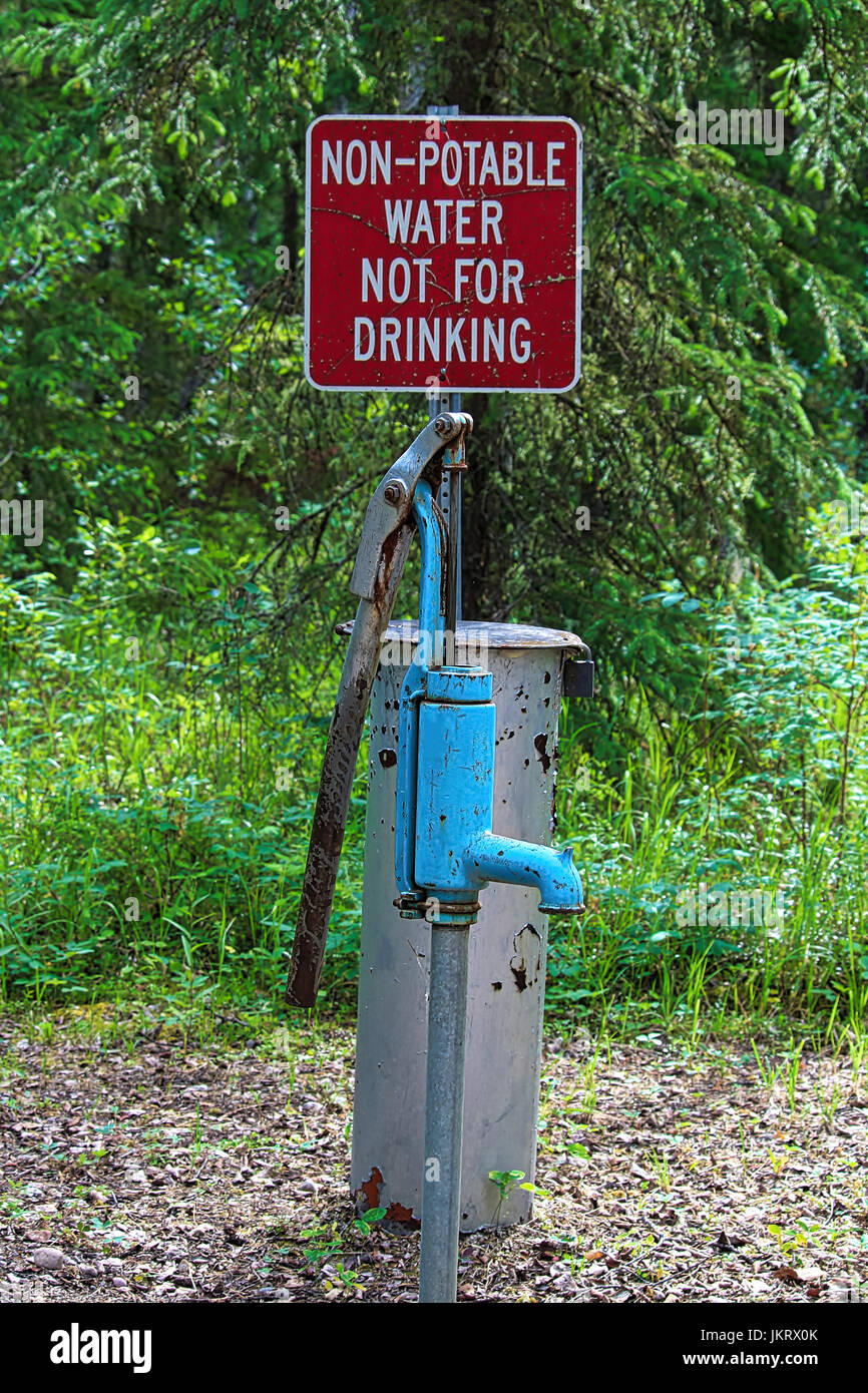 A non-potable water, not for drinking sign near a pump Stock Photo - Alamy