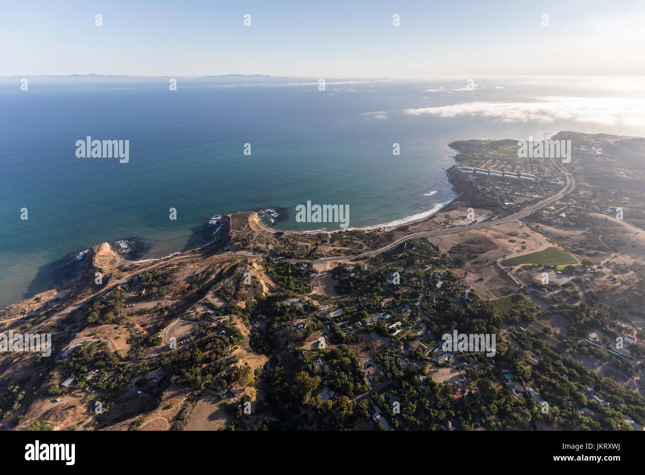 Aerial view towards Abalone Cove in Rancho Palos Verdes, California ...
