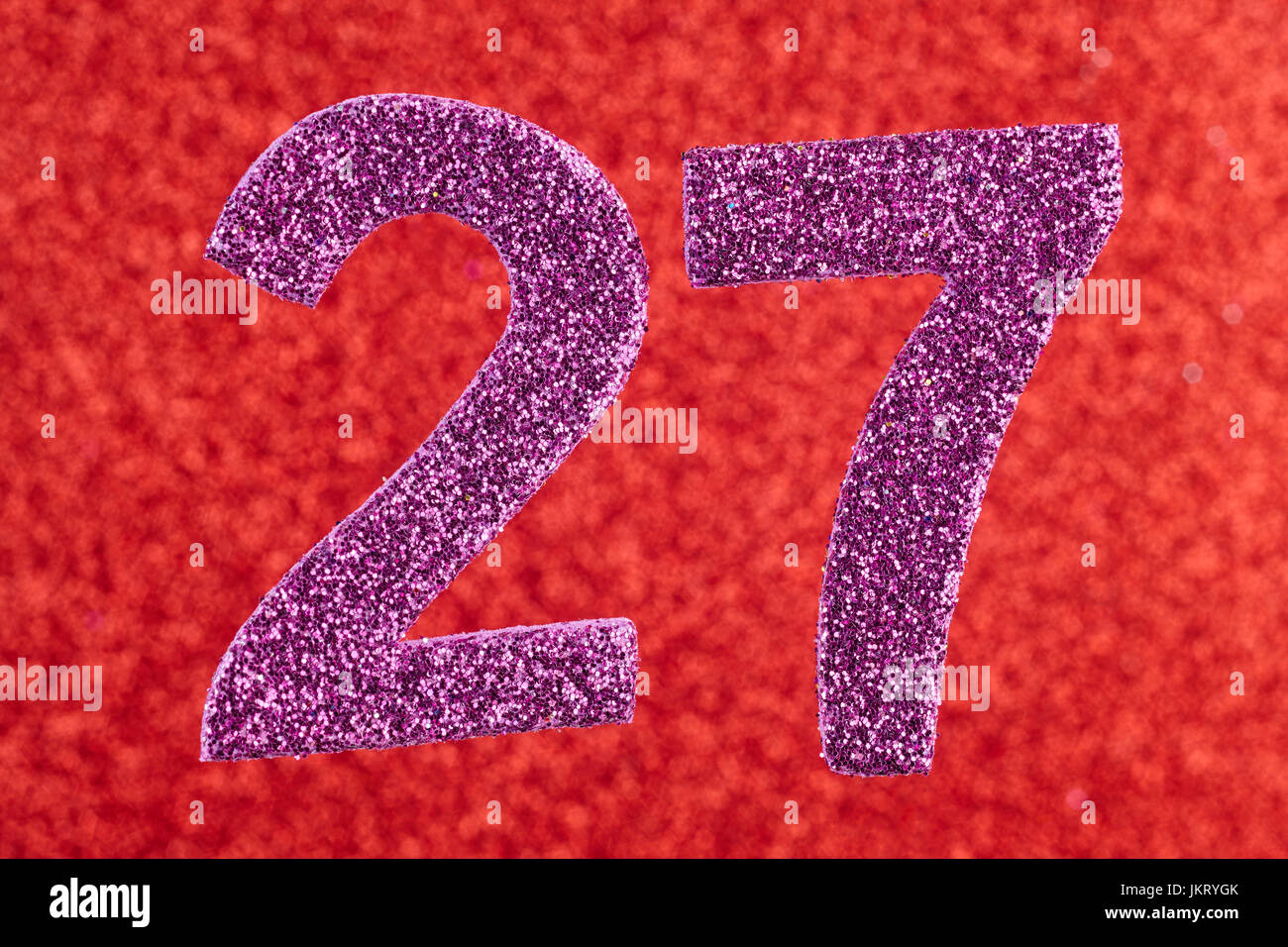 Number twenty-seven purple color over a red background. Anniversary ...