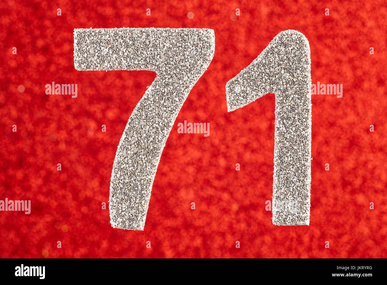 Number seventy-one silver color over a red background. Anniversary ...