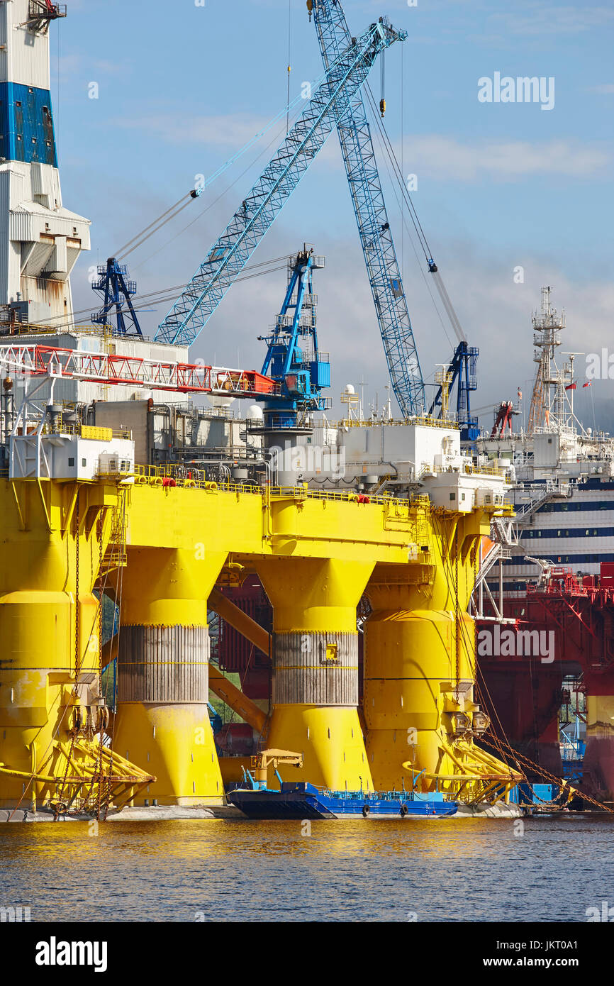 Oil and gas platform in Norway. Energy industry. Petroleum exploration ...