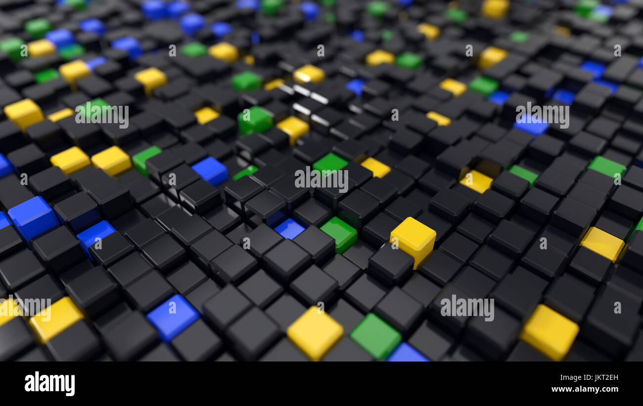 3d illustration of black and colored cubes landscape Stock Photo - Alamy