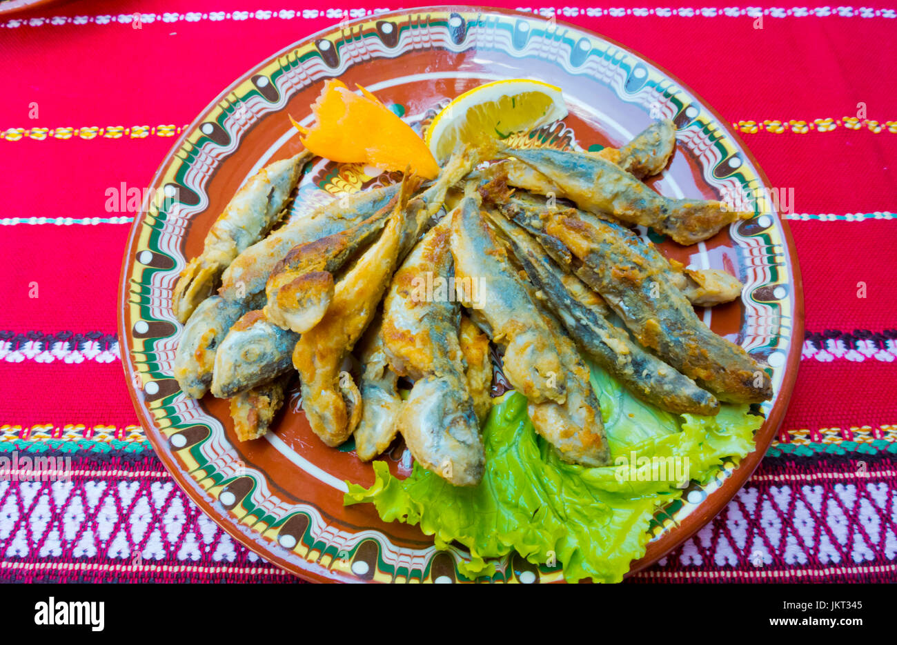 Grilled small fish, scad, Sozopol, Bulgaria Stock Photo - Alamy