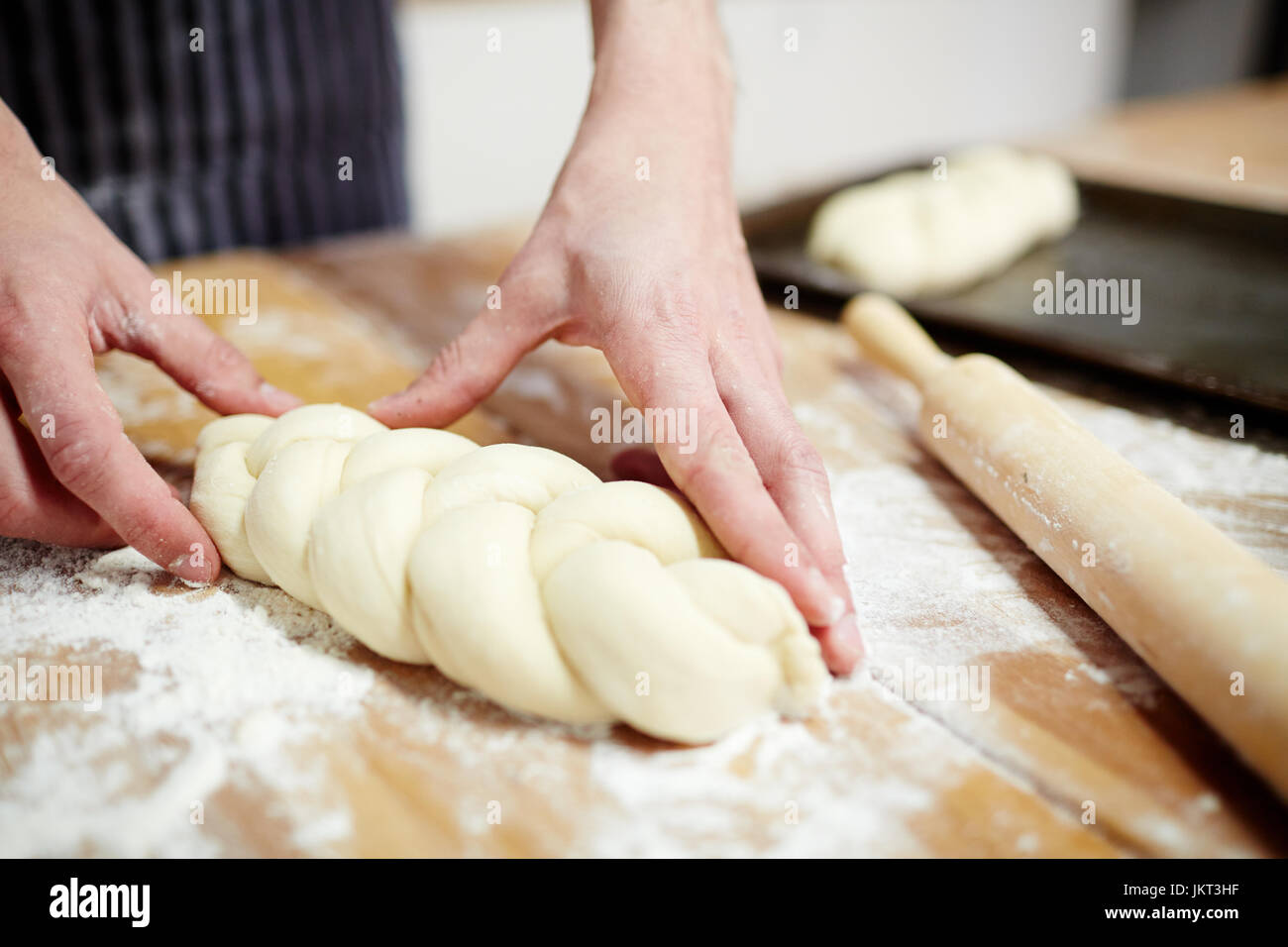 Pastry-chef making bread from dough Stock Photo - Alamy