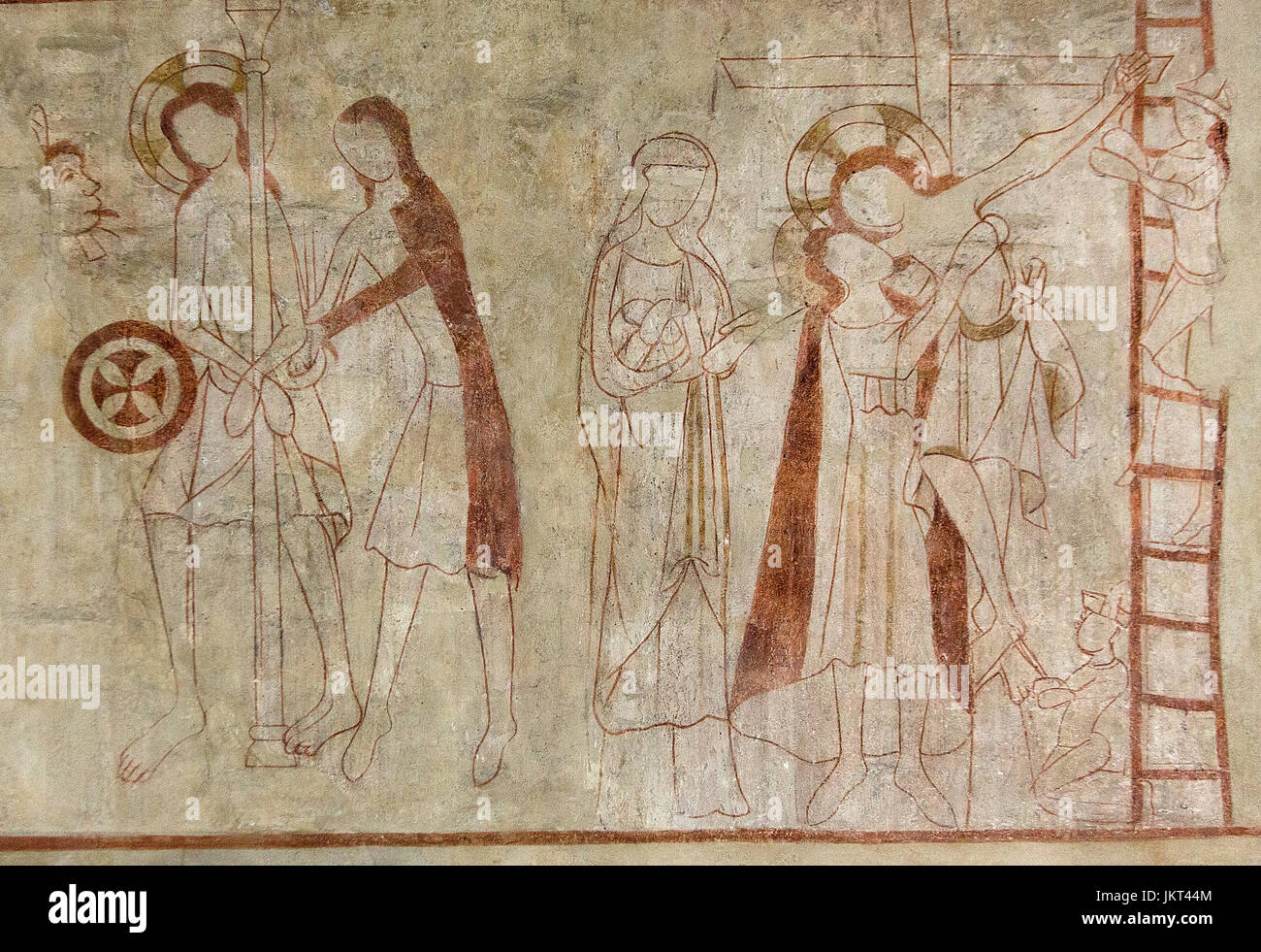 Danish medieval religious fresco from the 14th century in the ...