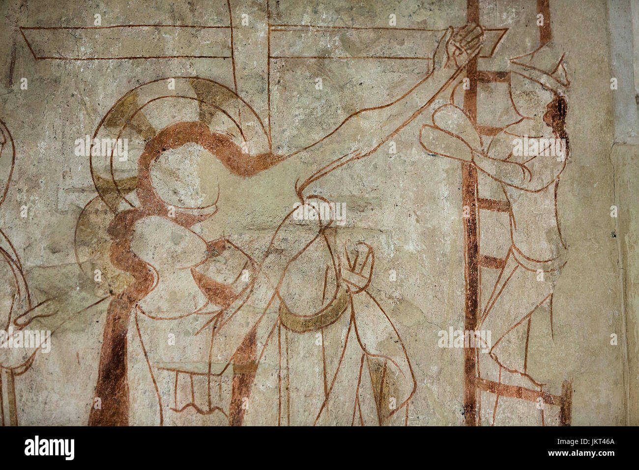 Danish medieval religious fresco from the 14th century in the ...