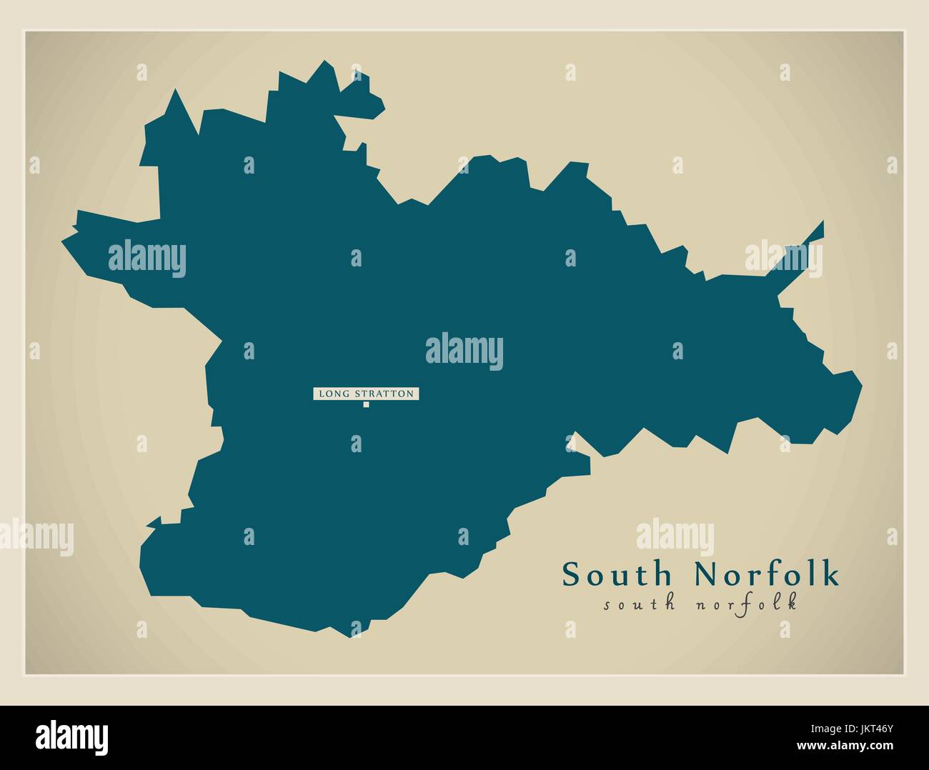 Modern Map - South Norfolk district England UK illustration Stock ...