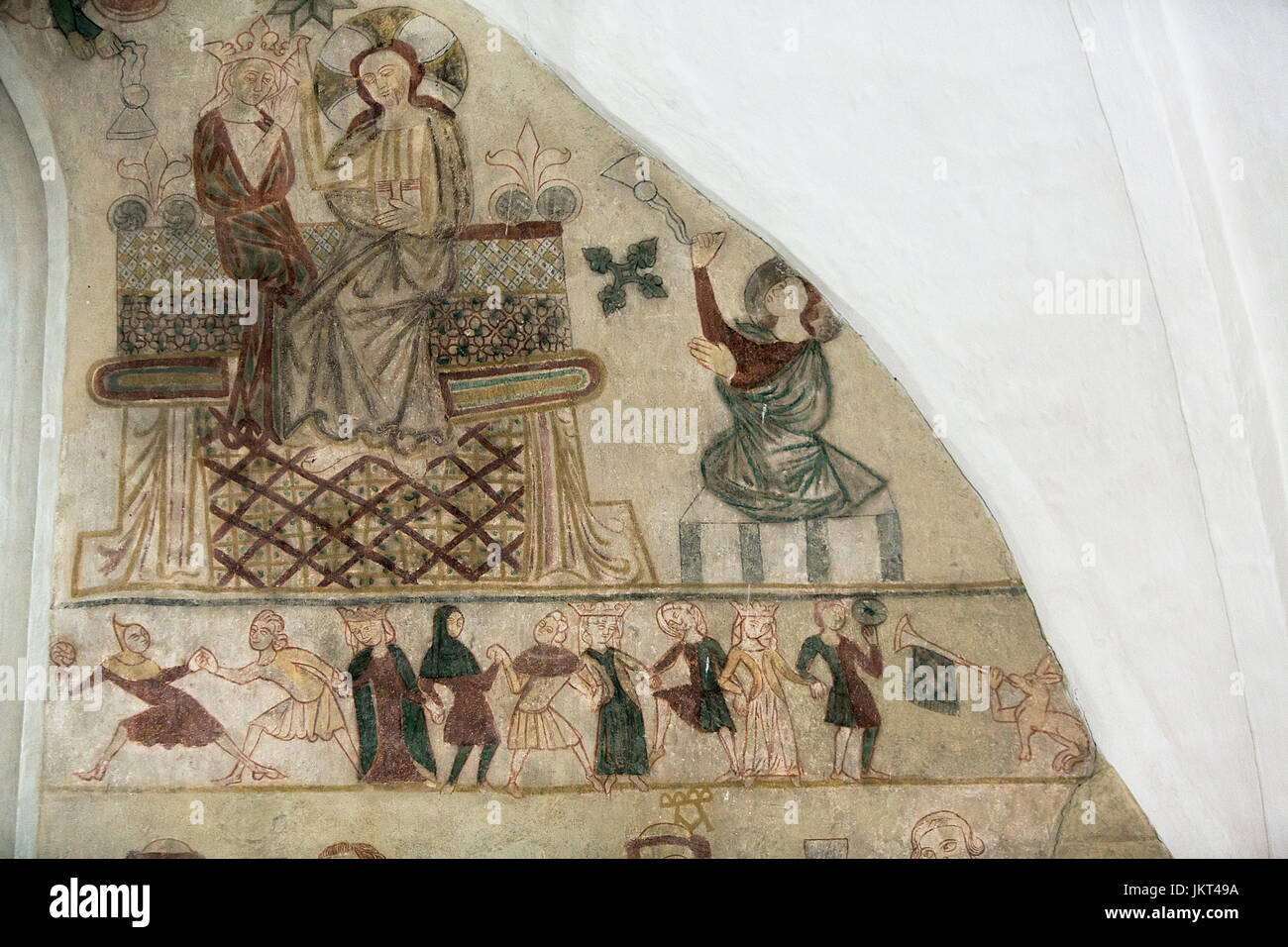 Danish medieval religious fresco from the 14th century in the ...