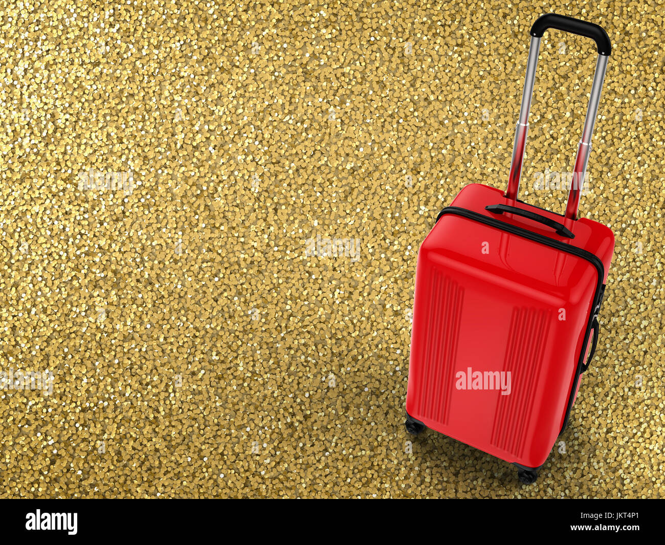 3d rendering red hard case luggage on gold glitter background Stock ...