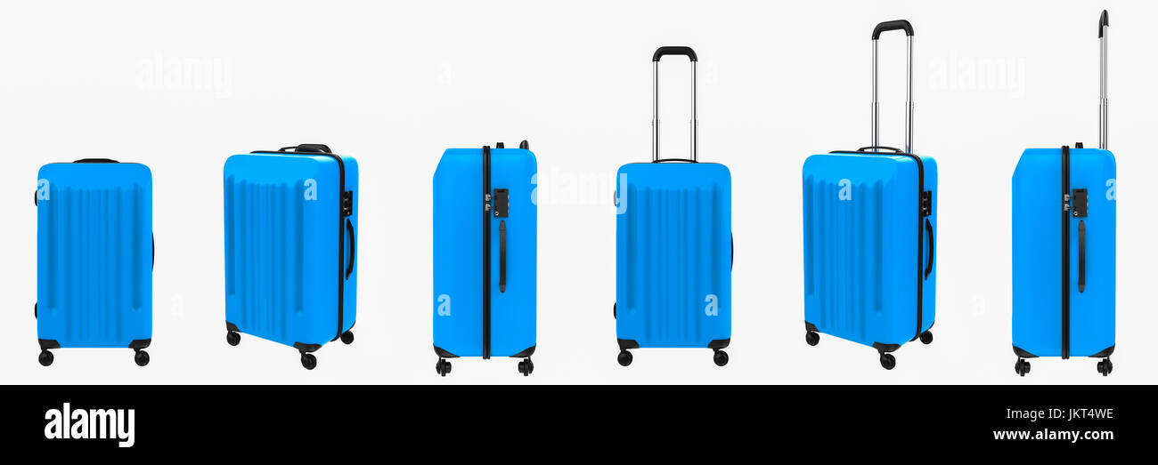 3d rendering blue hard case luggage isolated on white Stock Photo - Alamy