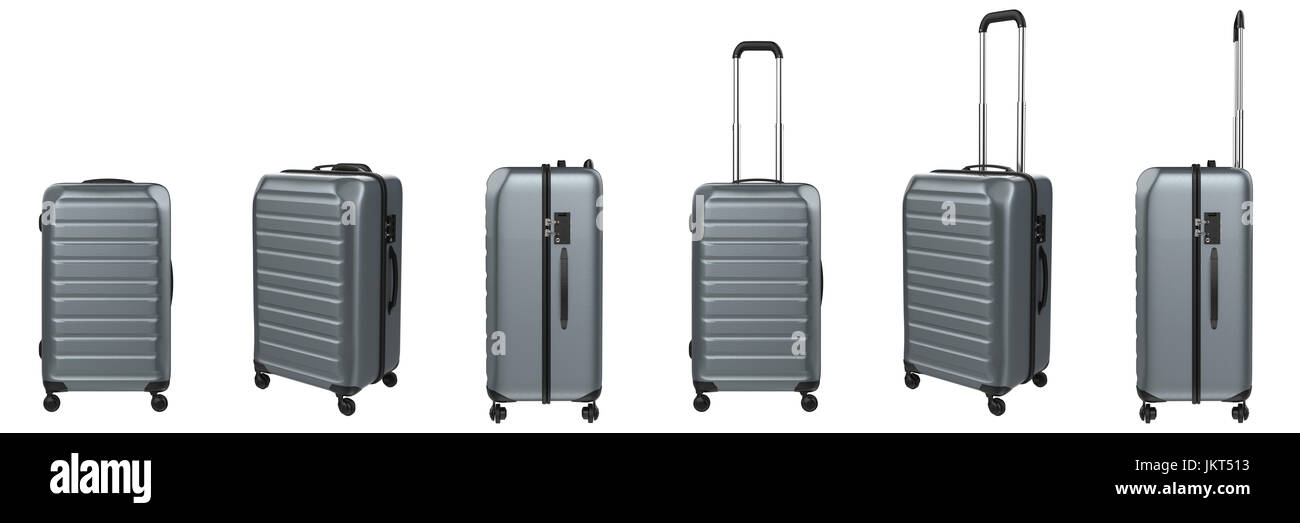 3d rendering grey hard case luggage isolated on white Stock Photo - Alamy