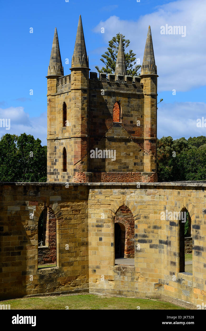 Ruins of the Church at Port Arthur historic site (former convict ...