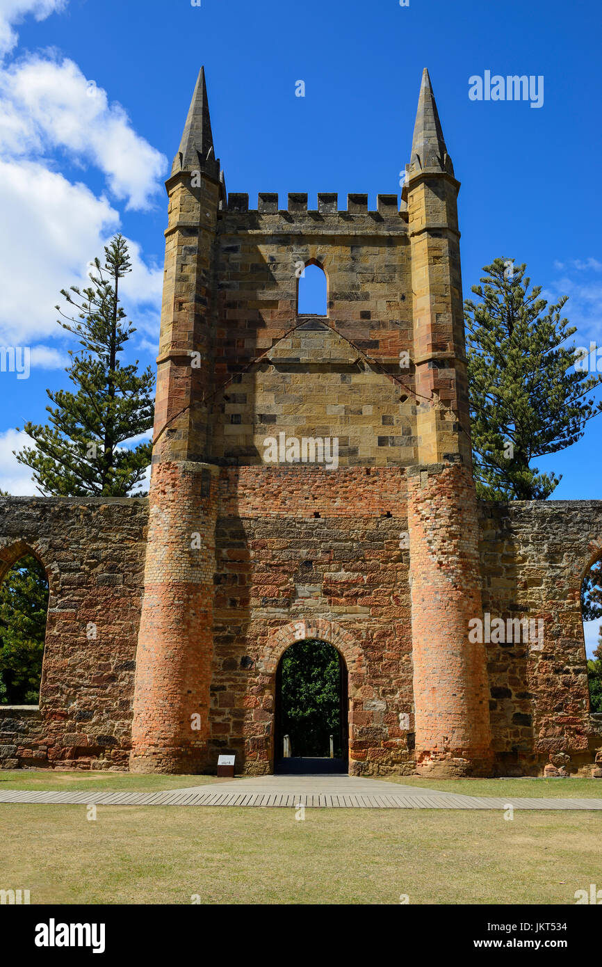 Ruins of the Church at Port Arthur historic site (former convict ...