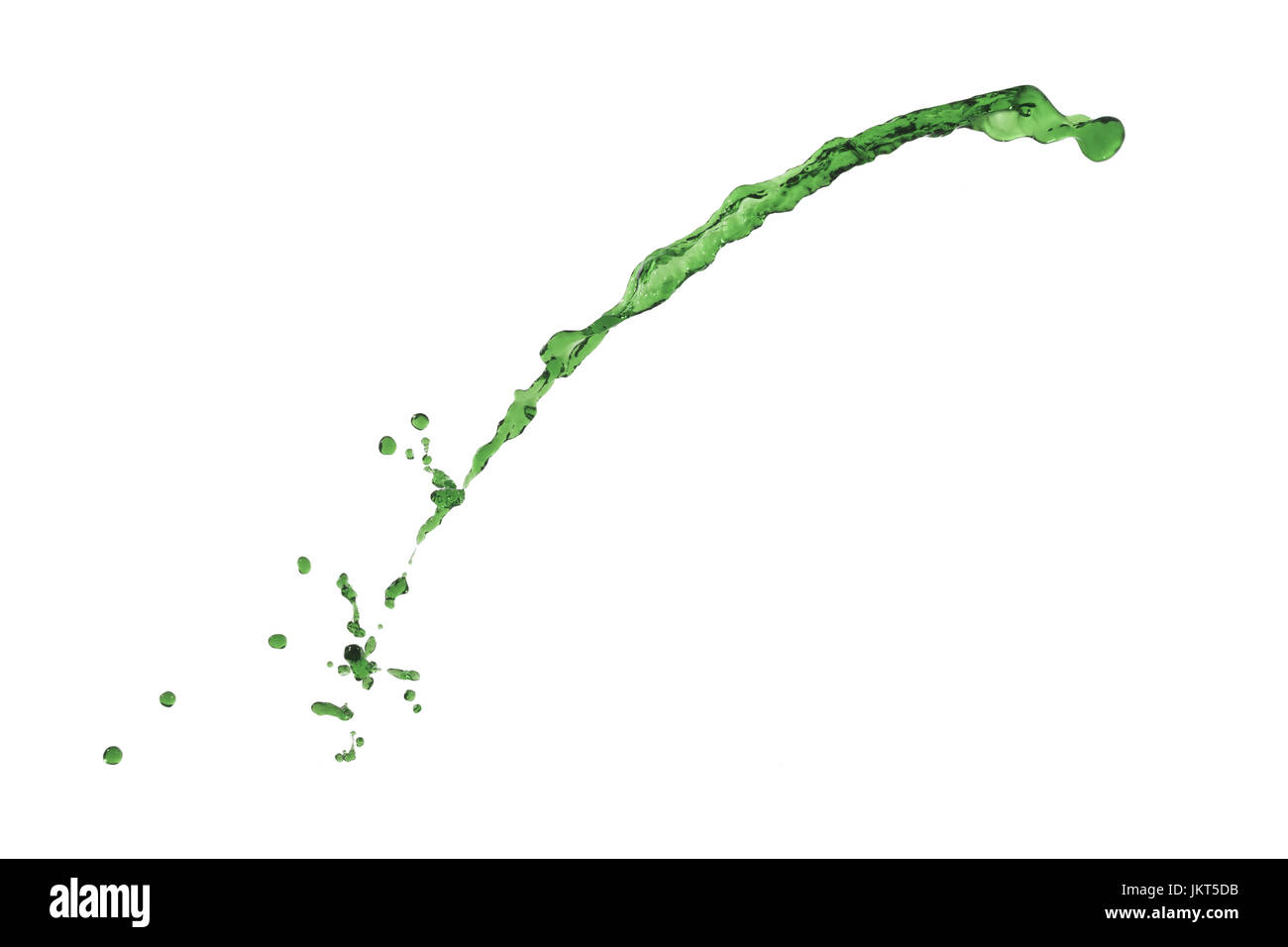 beautiful flying green splash and drops isolated over white background ...
