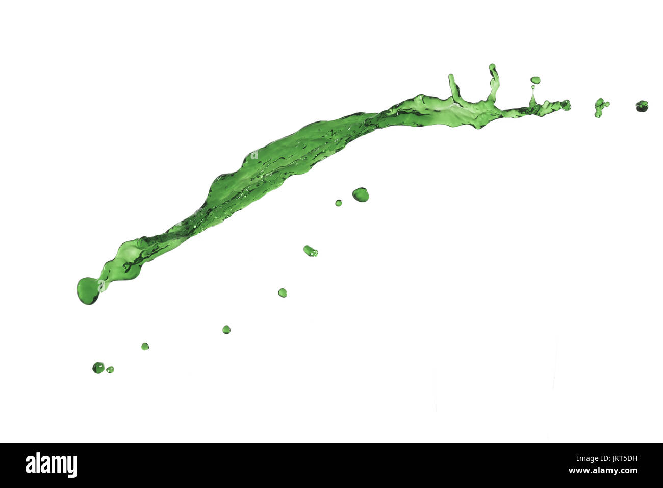 beautiful flying green splash and drops isolated over white background ...