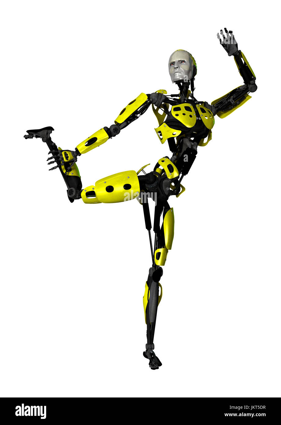 3D rendering of a male robot dancing isolated on white background Stock ...
