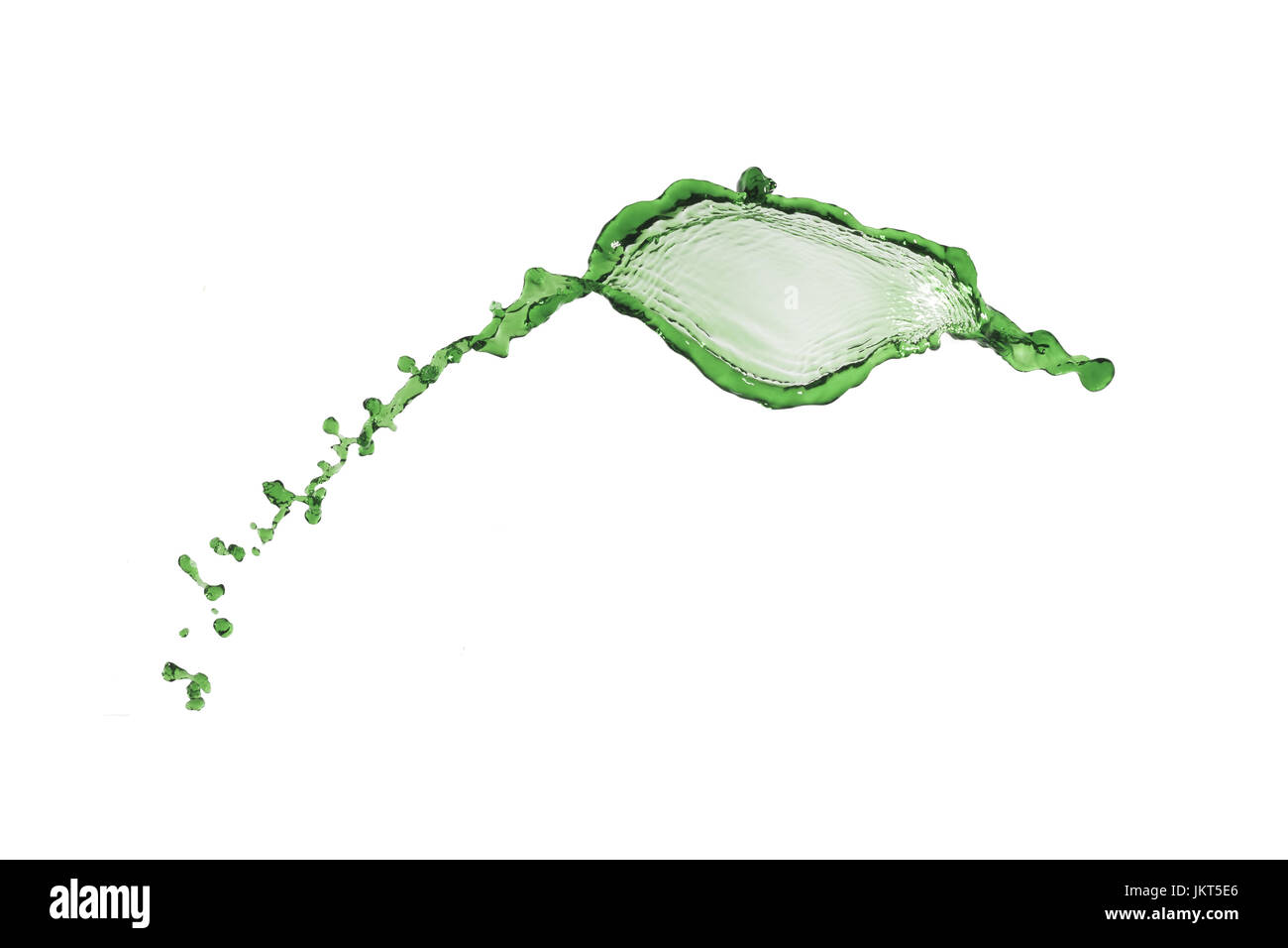 beautiful flying green splash and drops isolated over white background ...