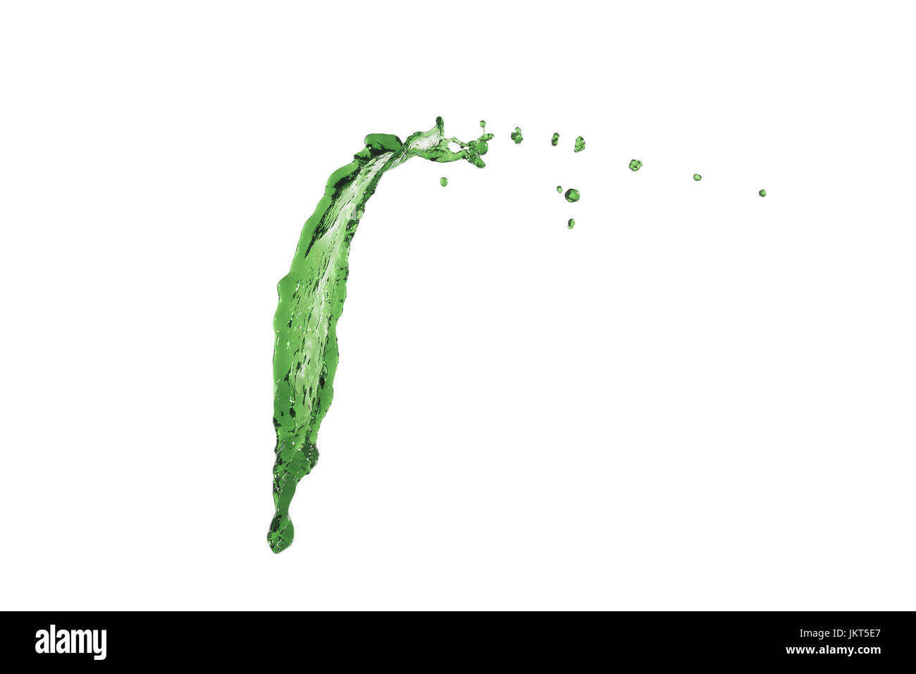 beautiful flying green splash and drops isolated over white background ...