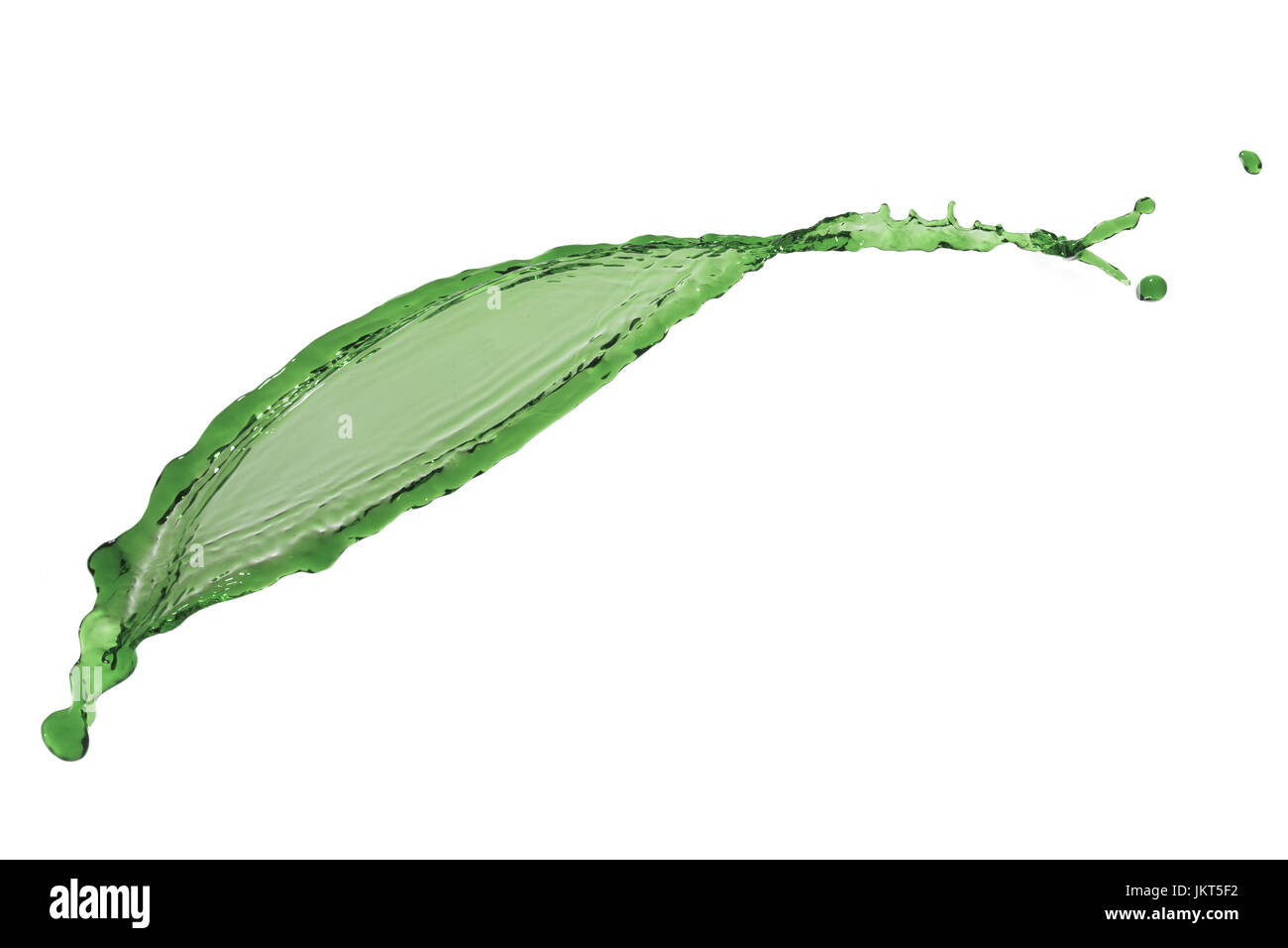 beautiful flying green splash and drops isolated over white background ...