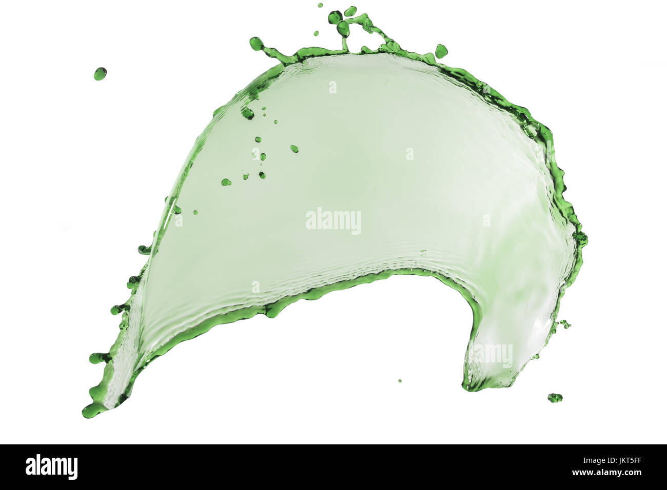 beautiful flying green splash and drops isolated over white background ...