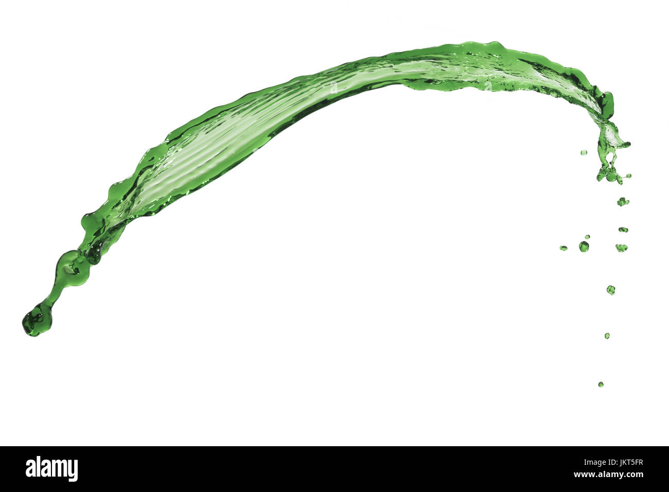 beautiful flying green splash and drops isolated over white background ...