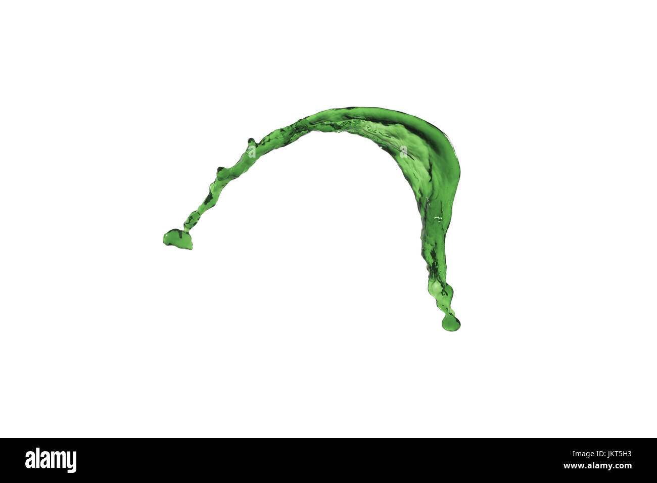 beautiful flying green splash and drops isolated over white background ...