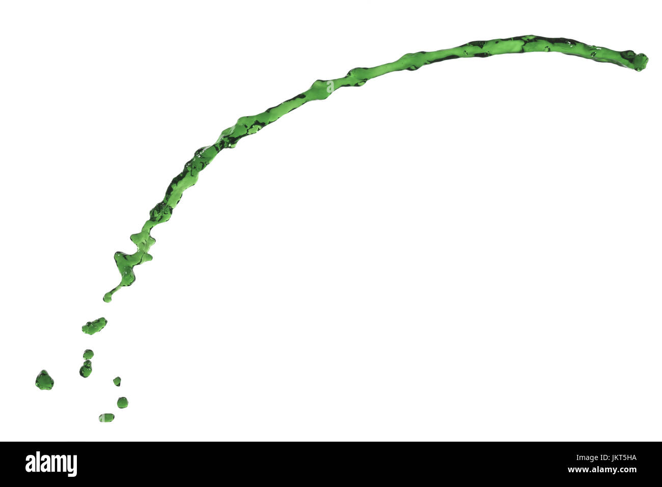 beautiful flying green splash and drops isolated over white background ...