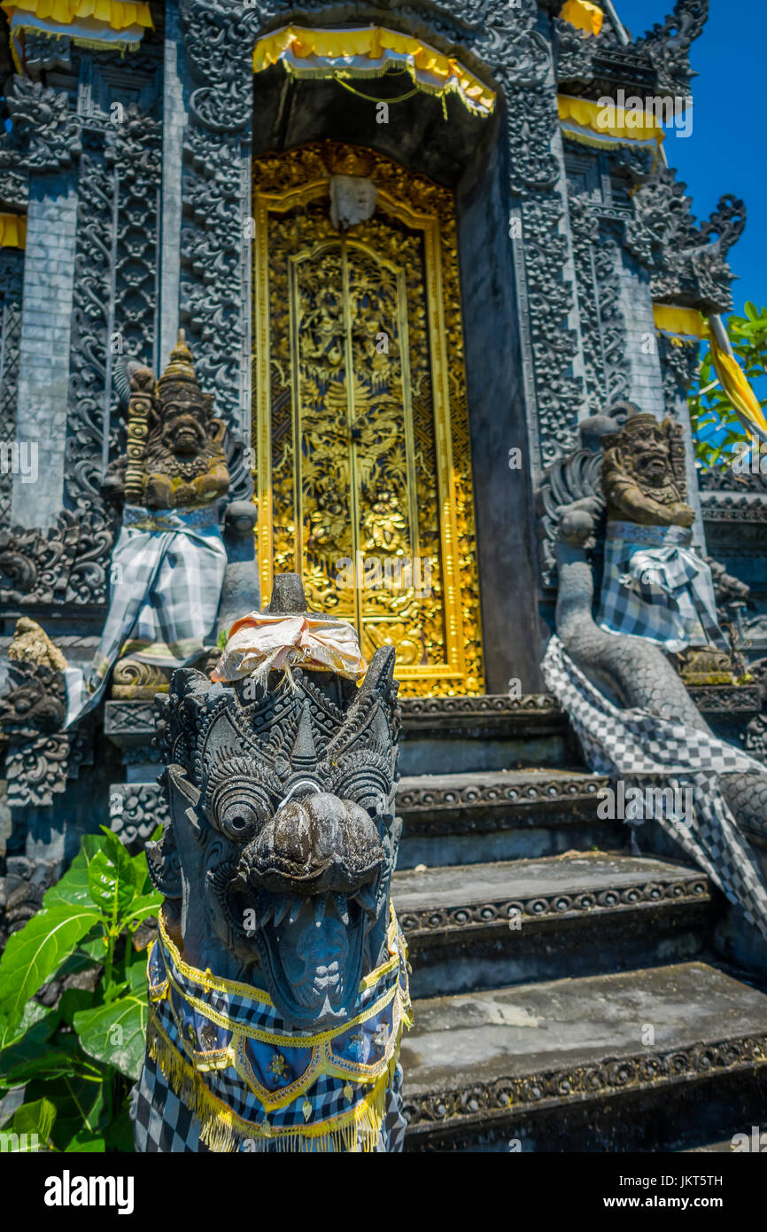 BALI, INDONESIA - MARCH 11, 2017: Inside of balinese temple a dragon ...