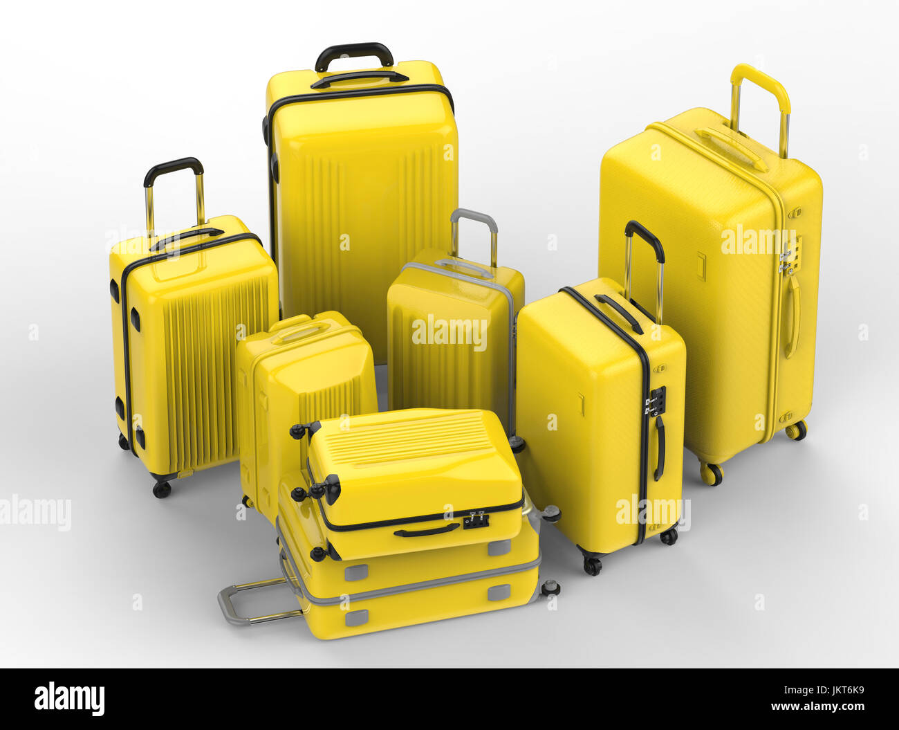3d rendering yellow hard case luggages on white background Stock Photo ...