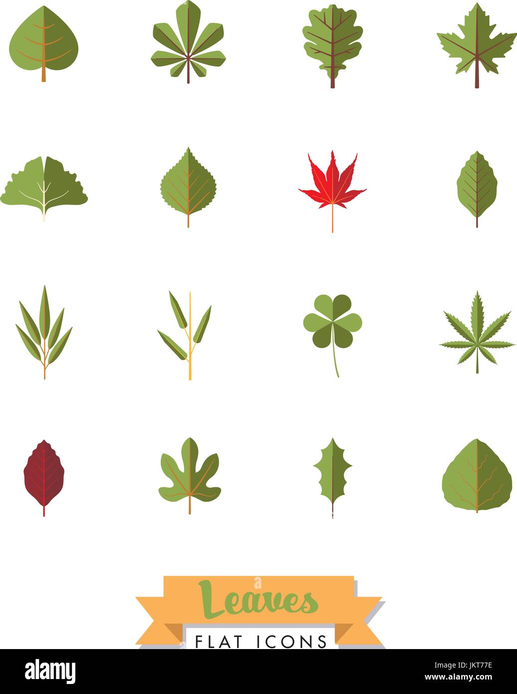 Leaves flat design isolated icons collection Stock Vector Image & Art ...