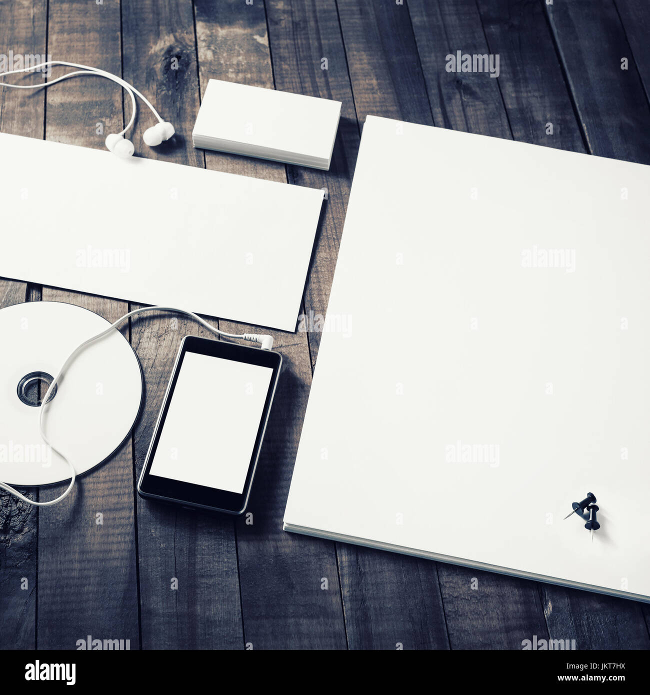 Blank stationery set on wood background. Paperwork template. Responsive ...