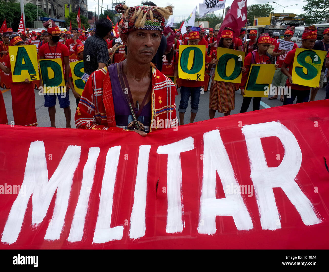 Philippines. 24th July, 2017. A Manobo datu attends a rally coinciding ...