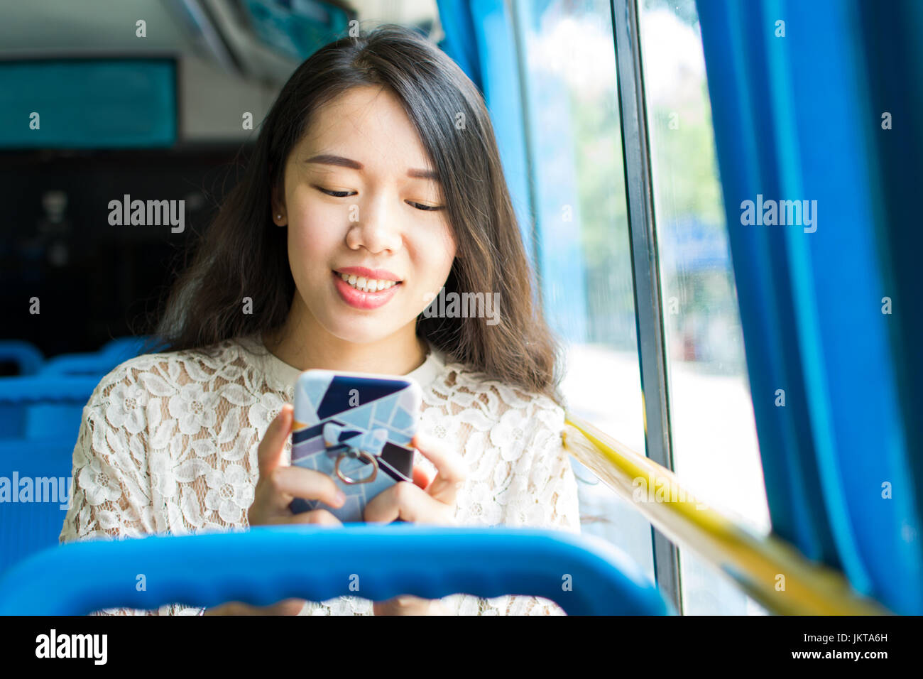 Asian Girl On Bus