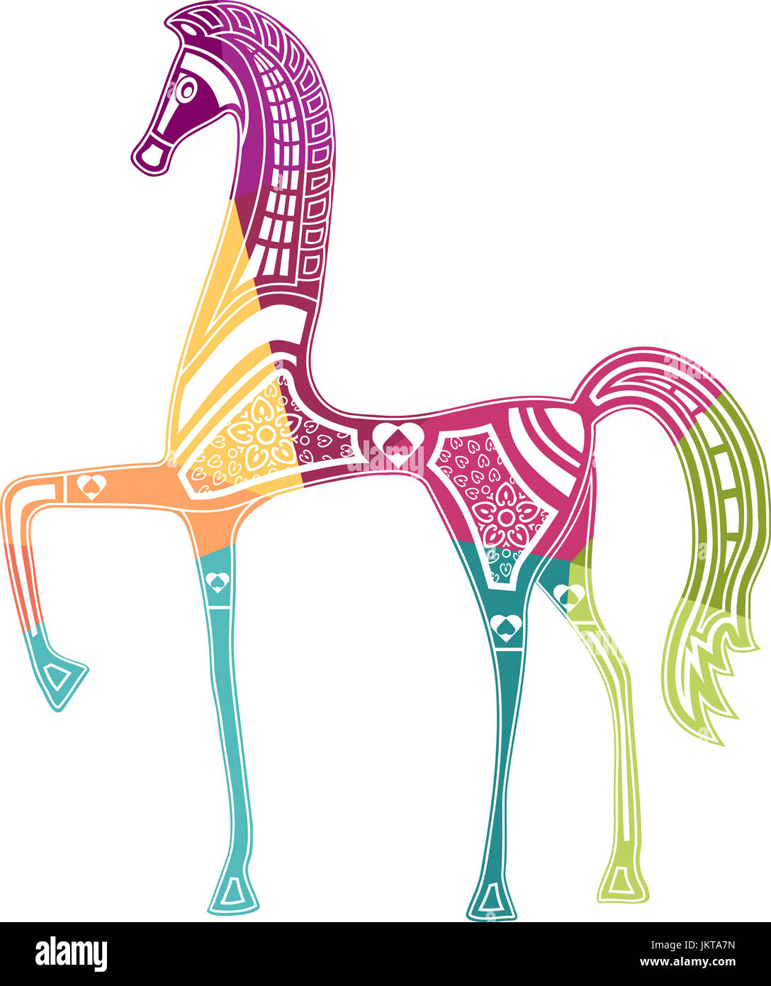 303/5000 Original horse in Etruscan style with geometric patterns Stock ...