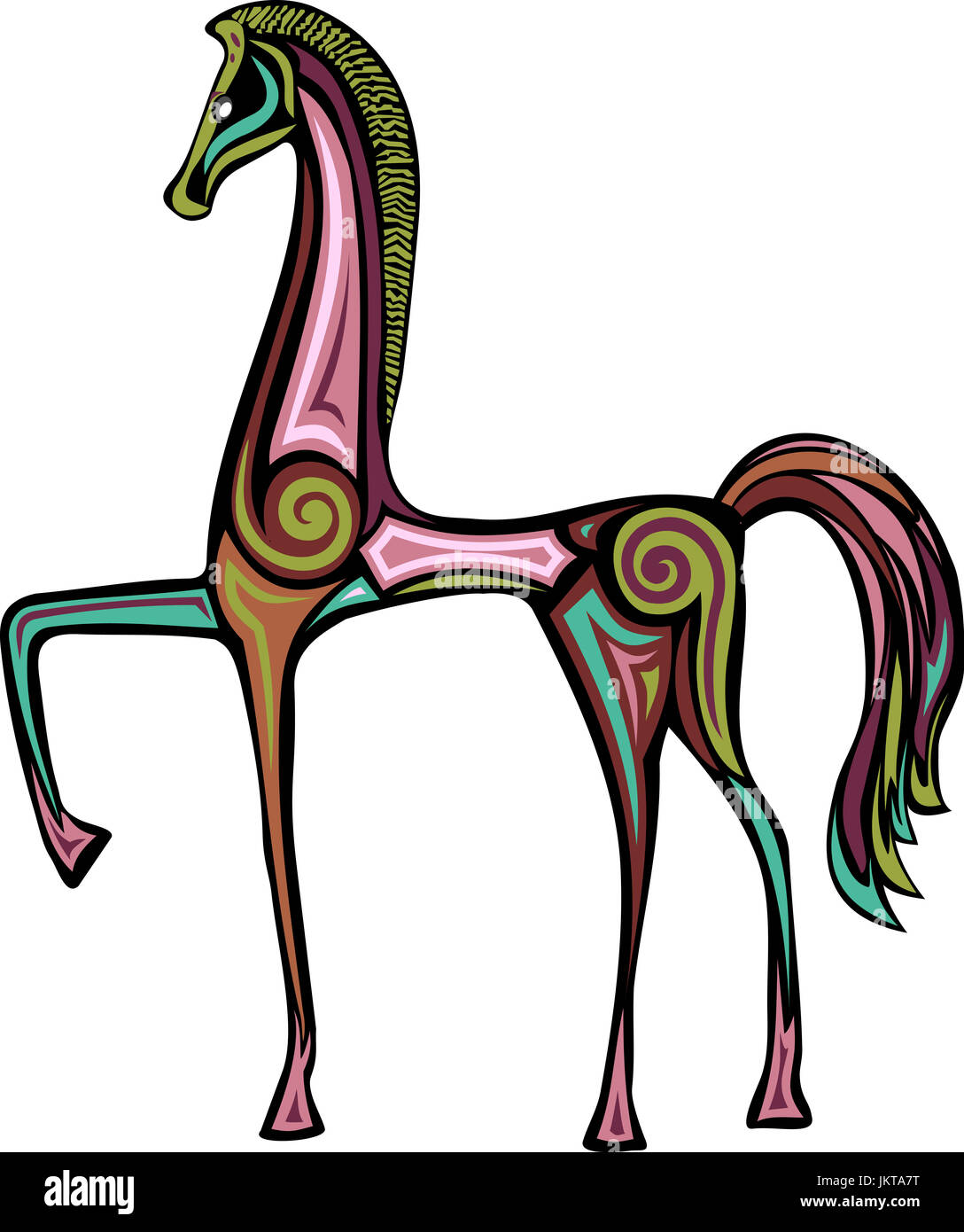303/5000 Original horse in Etruscan style with geometric patterns Stock ...