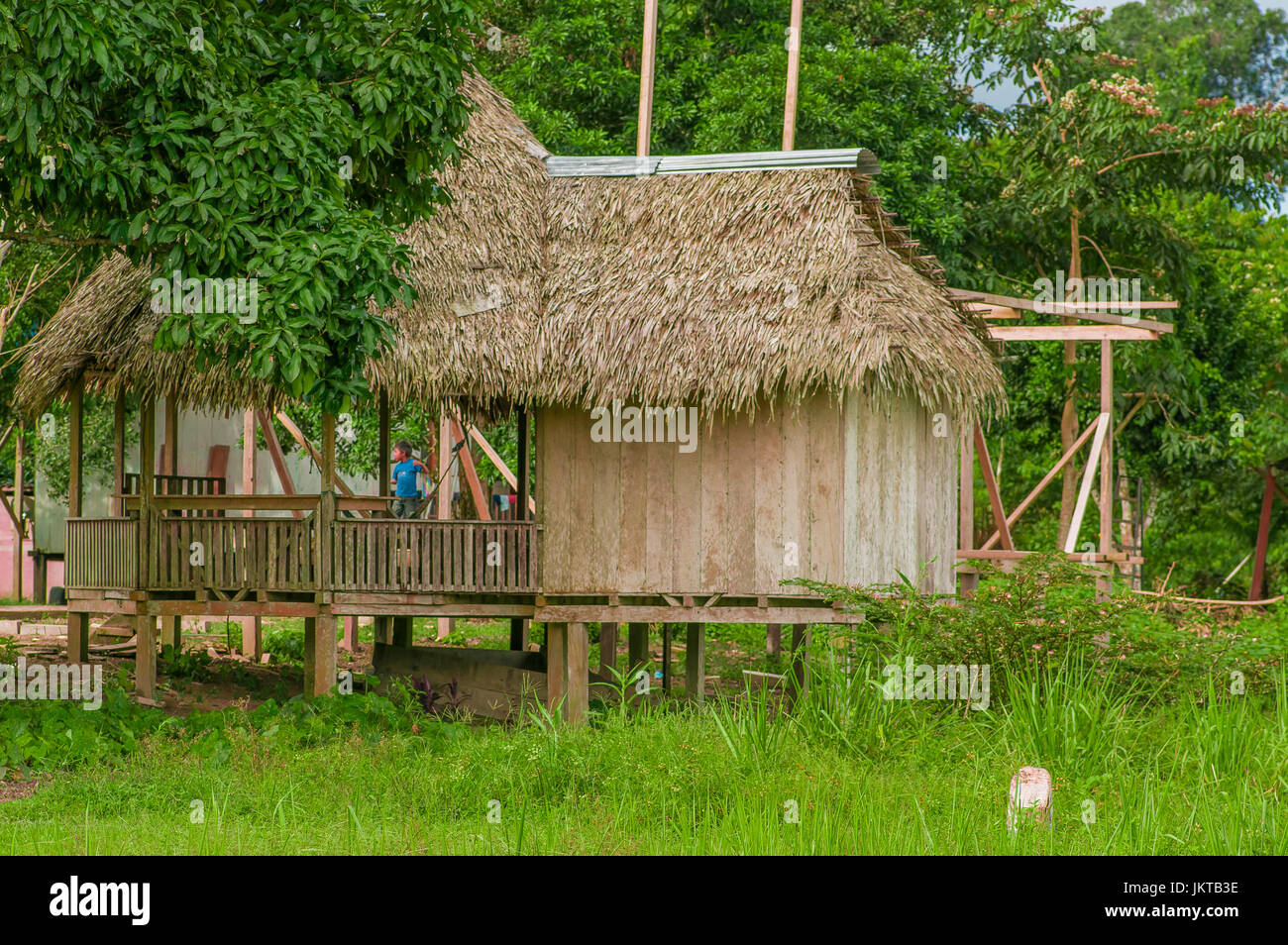 LAGO AGRIO, ECUADOR - NOVEMBER 17, 2016: Wooden house of siona ...