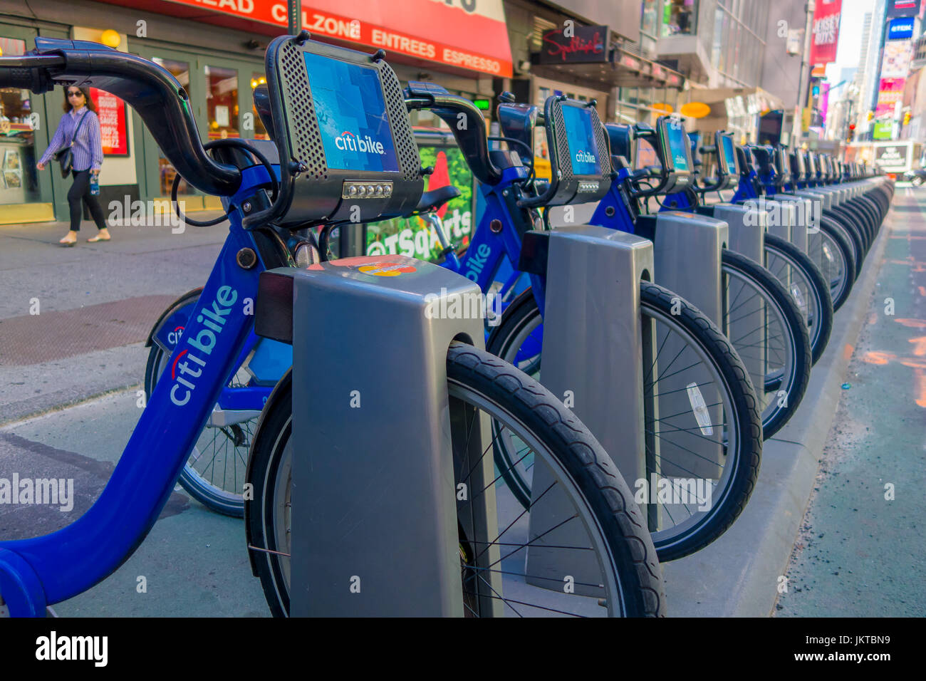NEW YORK, USA - NOVEMBER 22, 2016: Bike rental on Times Square parked ...
