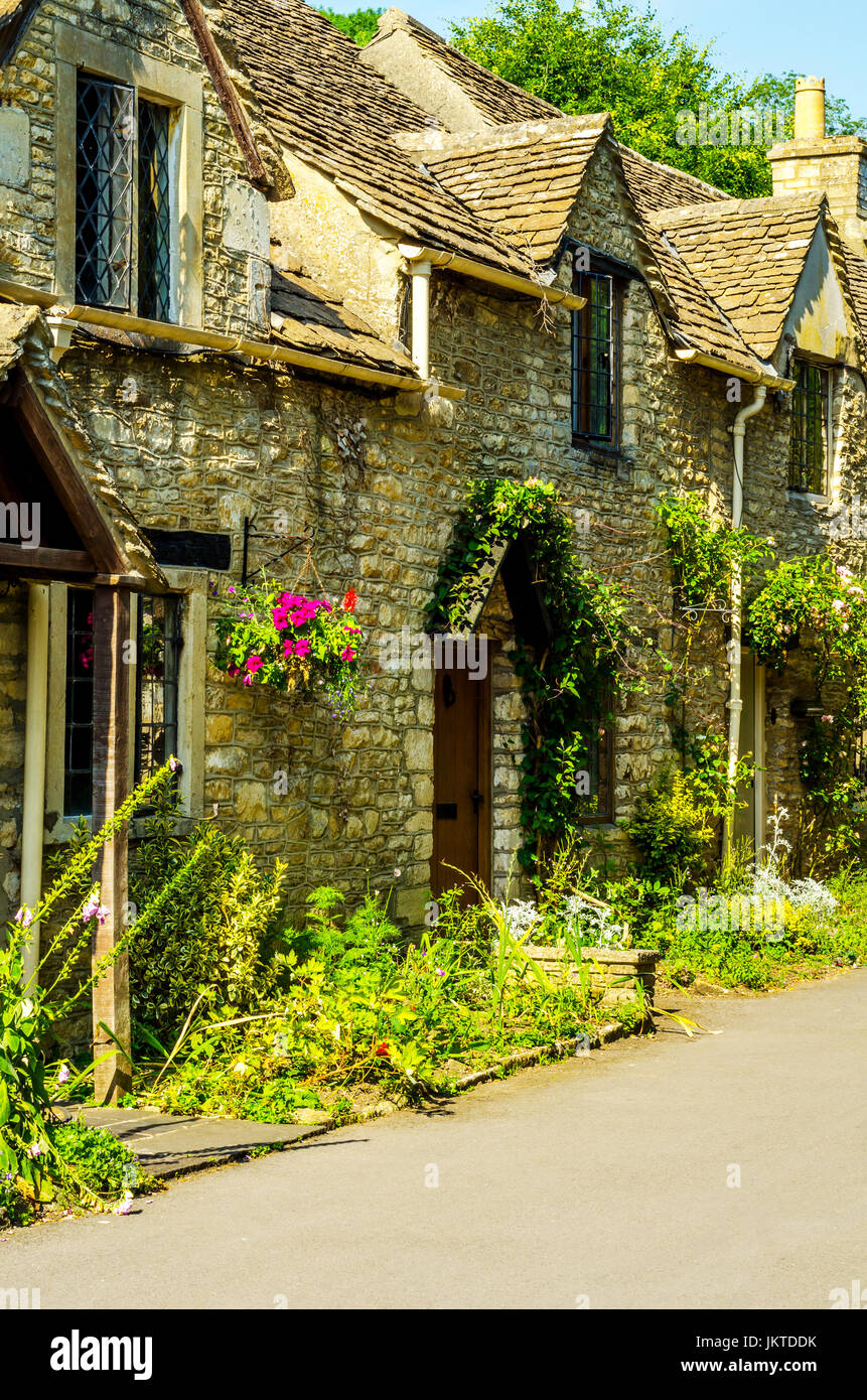 old English town and beautiful historic buildings, old street ...