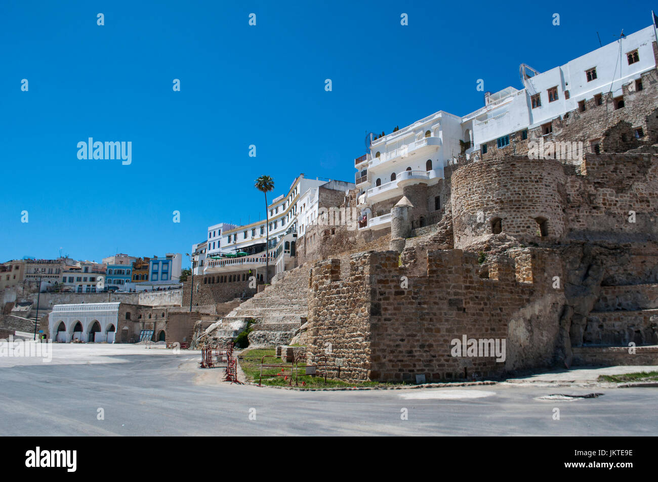 Morocco: ancient wall of the old town of Tangier, city on the Maghreb ...