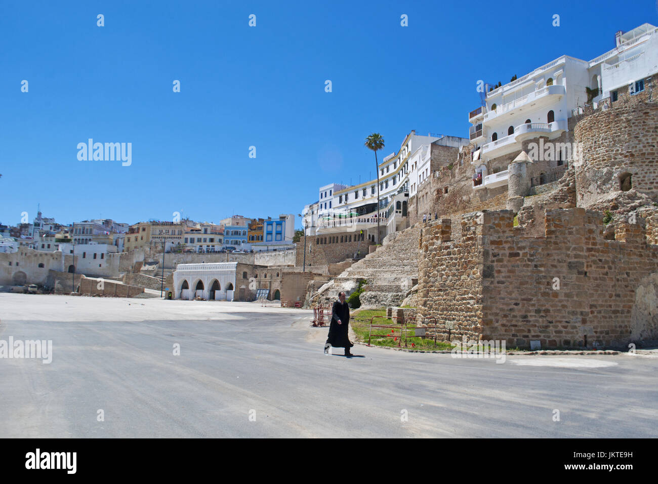 Morocco: ancient wall of the old town of Tangier, city on the Maghreb ...