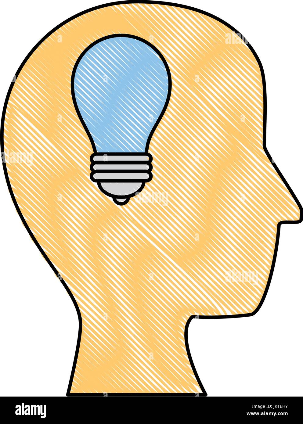 head with light bulb icon over white background vector illustration ...