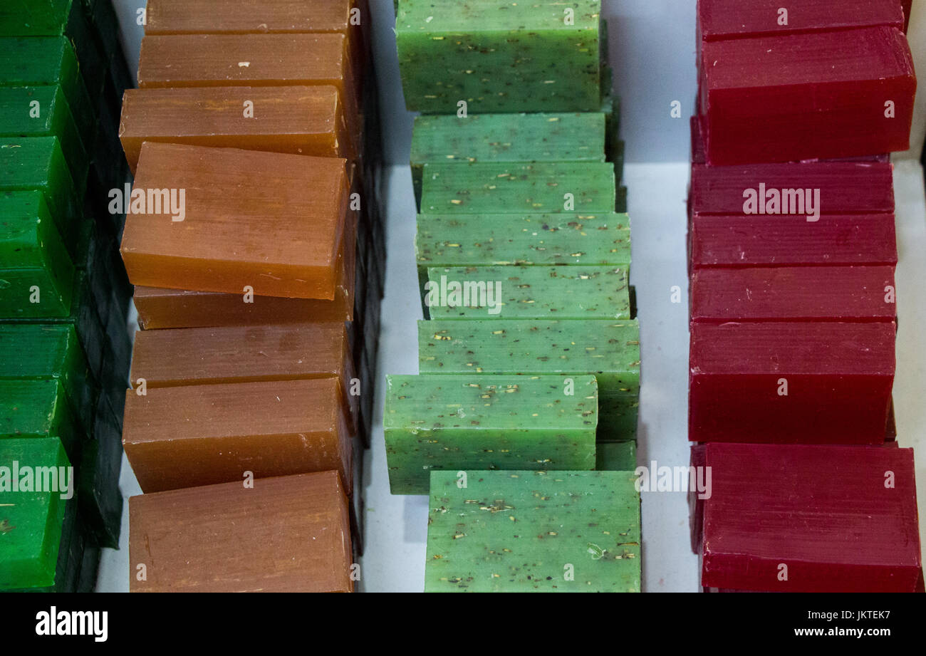 Collection of bars of fragrant hand made organic soap Stock Photo - Alamy
