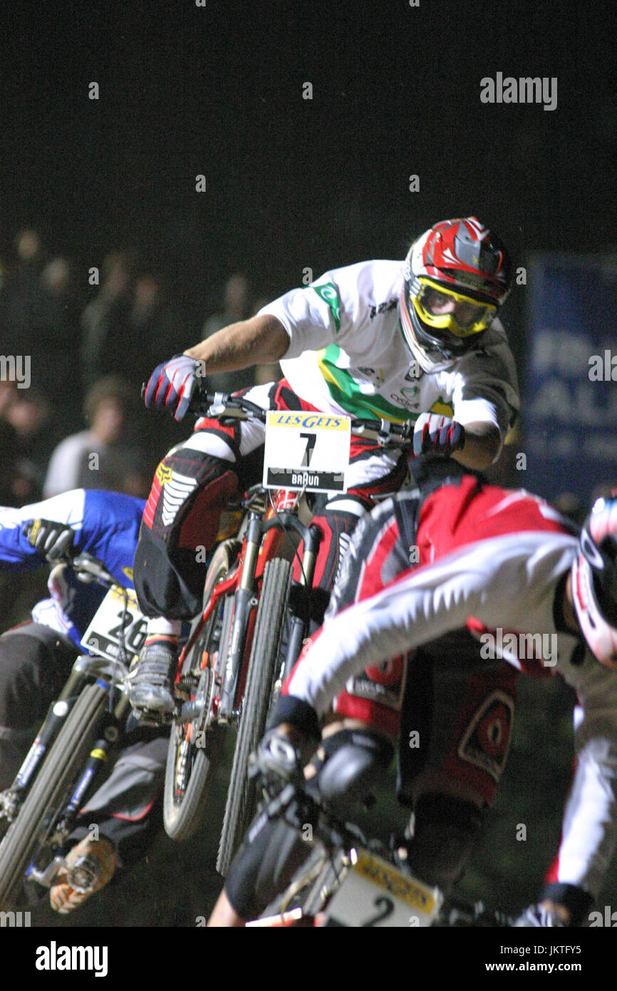 Downhill MTB / 4x MTB at Les Gets WC 2004 Stock Photo - Alamy