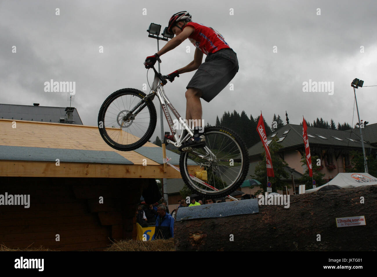 Mountain bike trials rider at World Championship event Stock Photo - Alamy