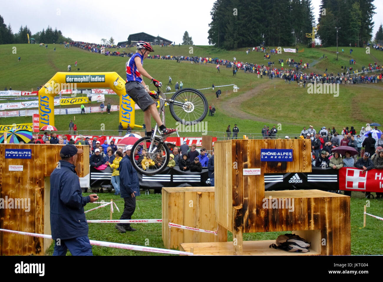 Mountain Bike Trials event in Les Gets, Alps, France Stock Photo - Alamy