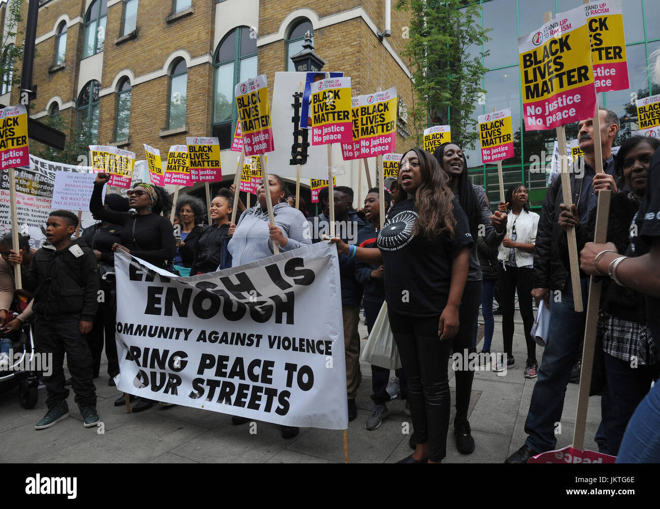 Members from Hackey Stand Up To Racism protest outside Stoke Newington ...