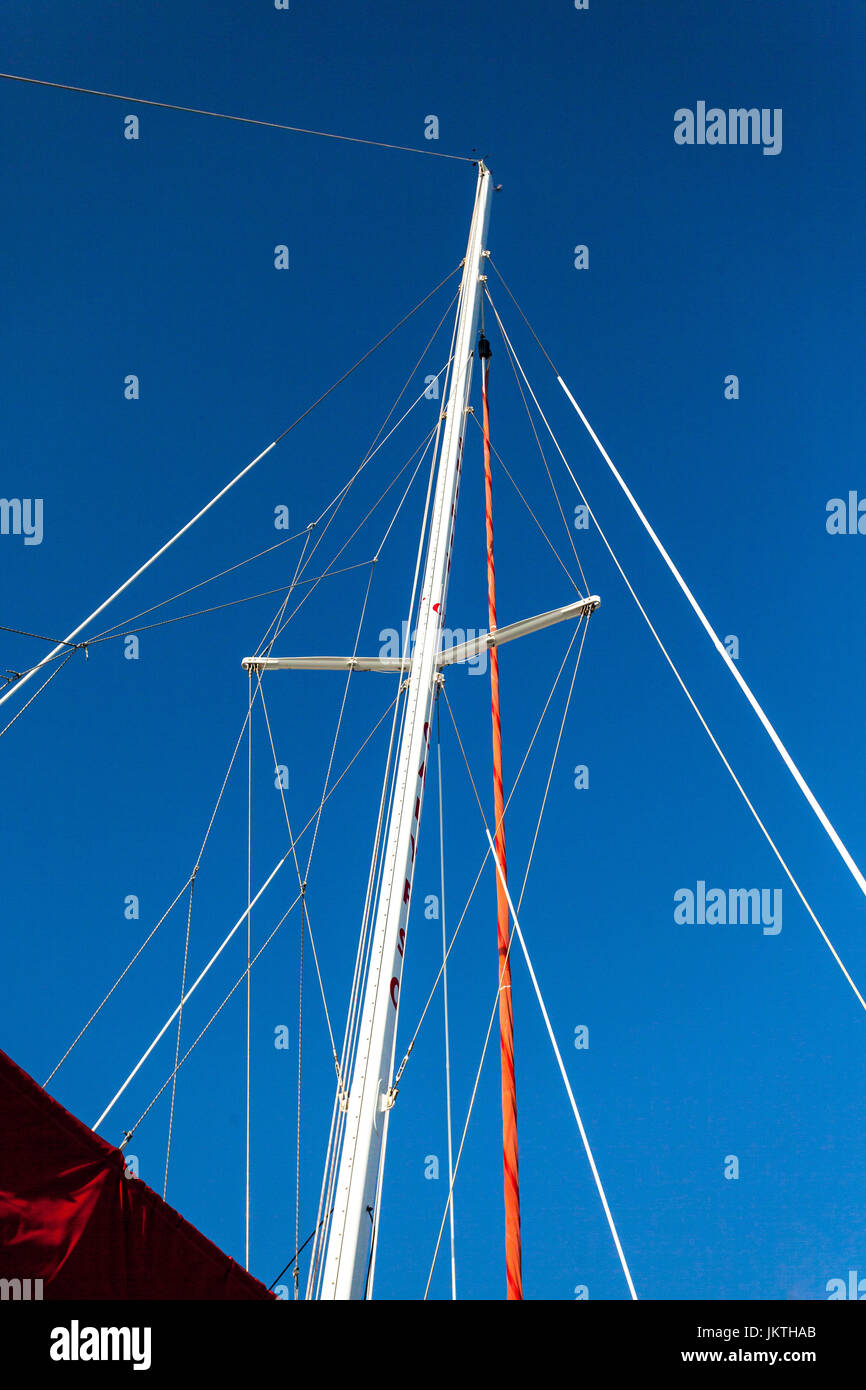 Blue rolled boat sails hi-res stock photography and images - Alamy