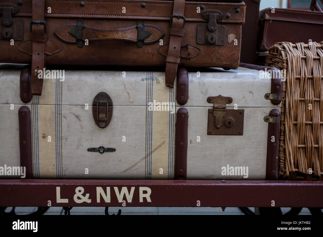 Old British Luggage on Trolley Stock Photo - Alamy