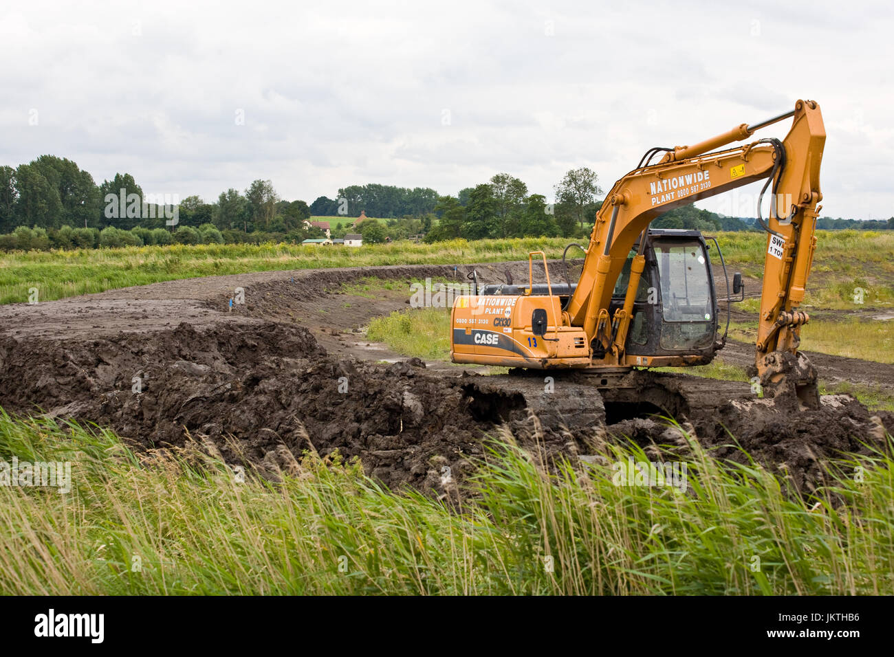 Flood defence construction on the Norfolk Broads Stock Photo - Alamy